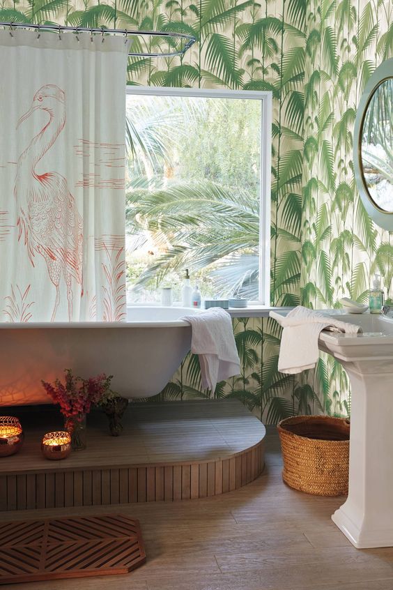 Decoración tropical también en el baño. Decoración hogar, Decoralia.es